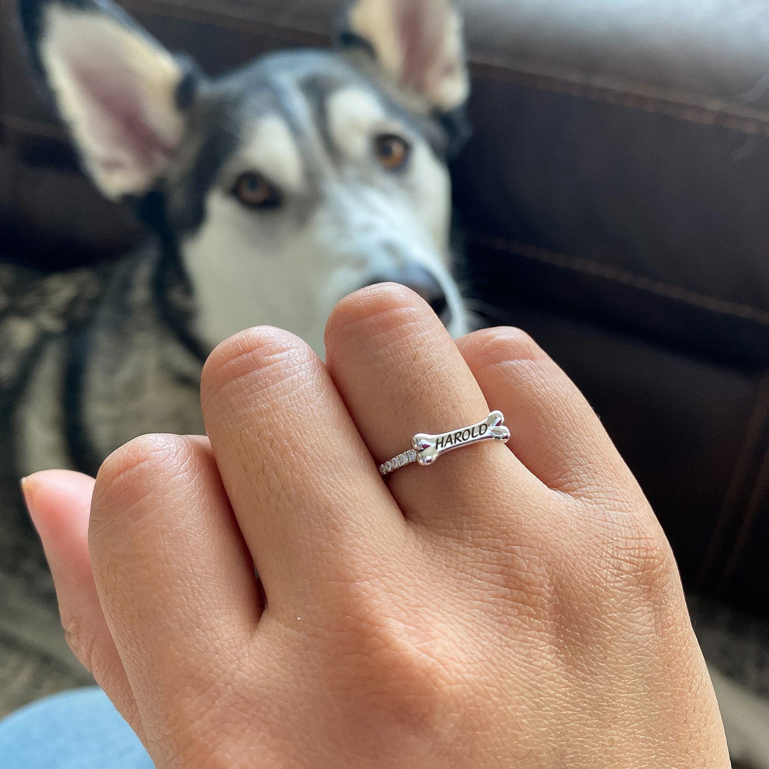 Personalized dog bone ring store
