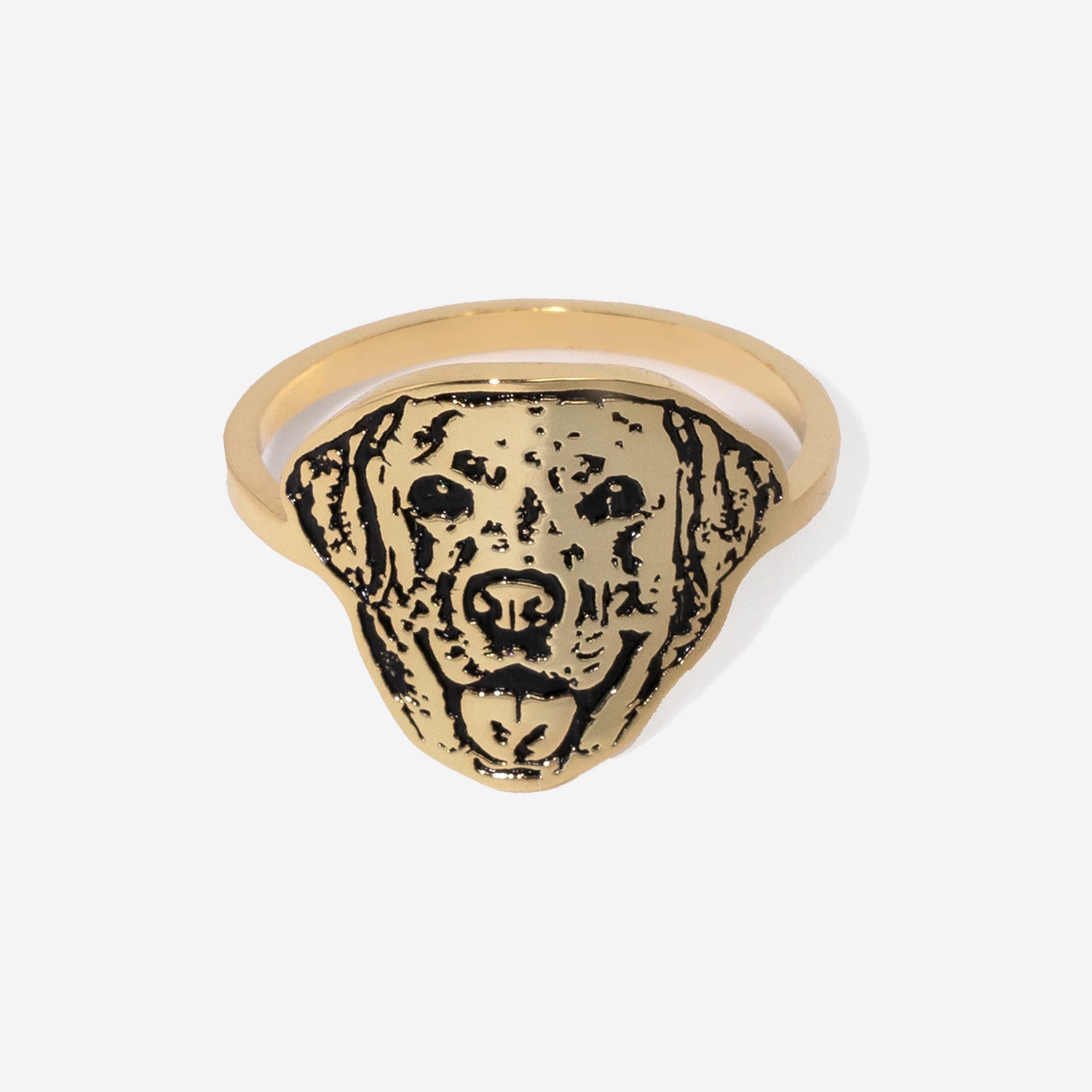 Pet Face Cutout Ring – Custom Engraved Pet Portrait Jewelry – Pup Ring